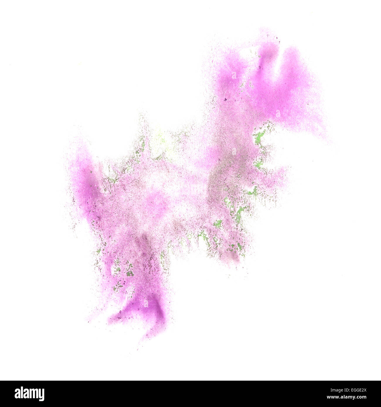 ink blot splatter pink, gray background isolated on white hand p Stock ...