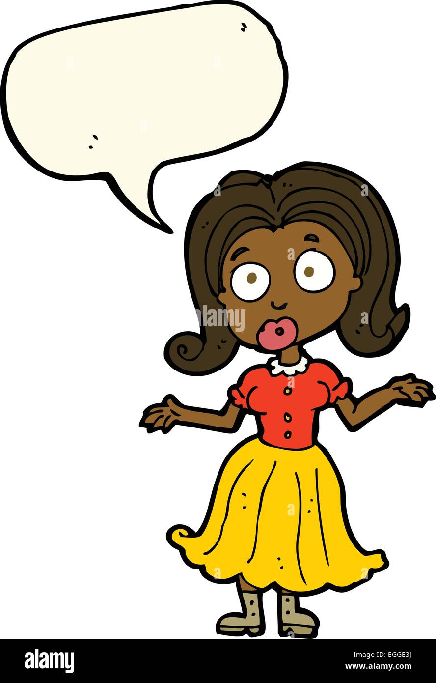 cartoon confused girl with speech bubble Stock Vector Image & Art - Alamy