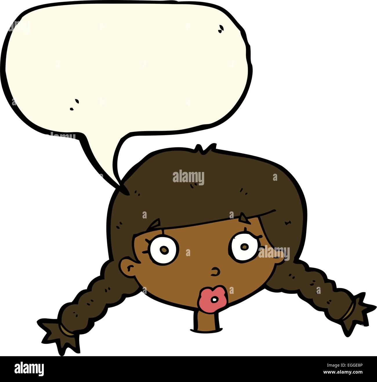 cartoon confused female face with speech bubble Stock Vector Image ...
