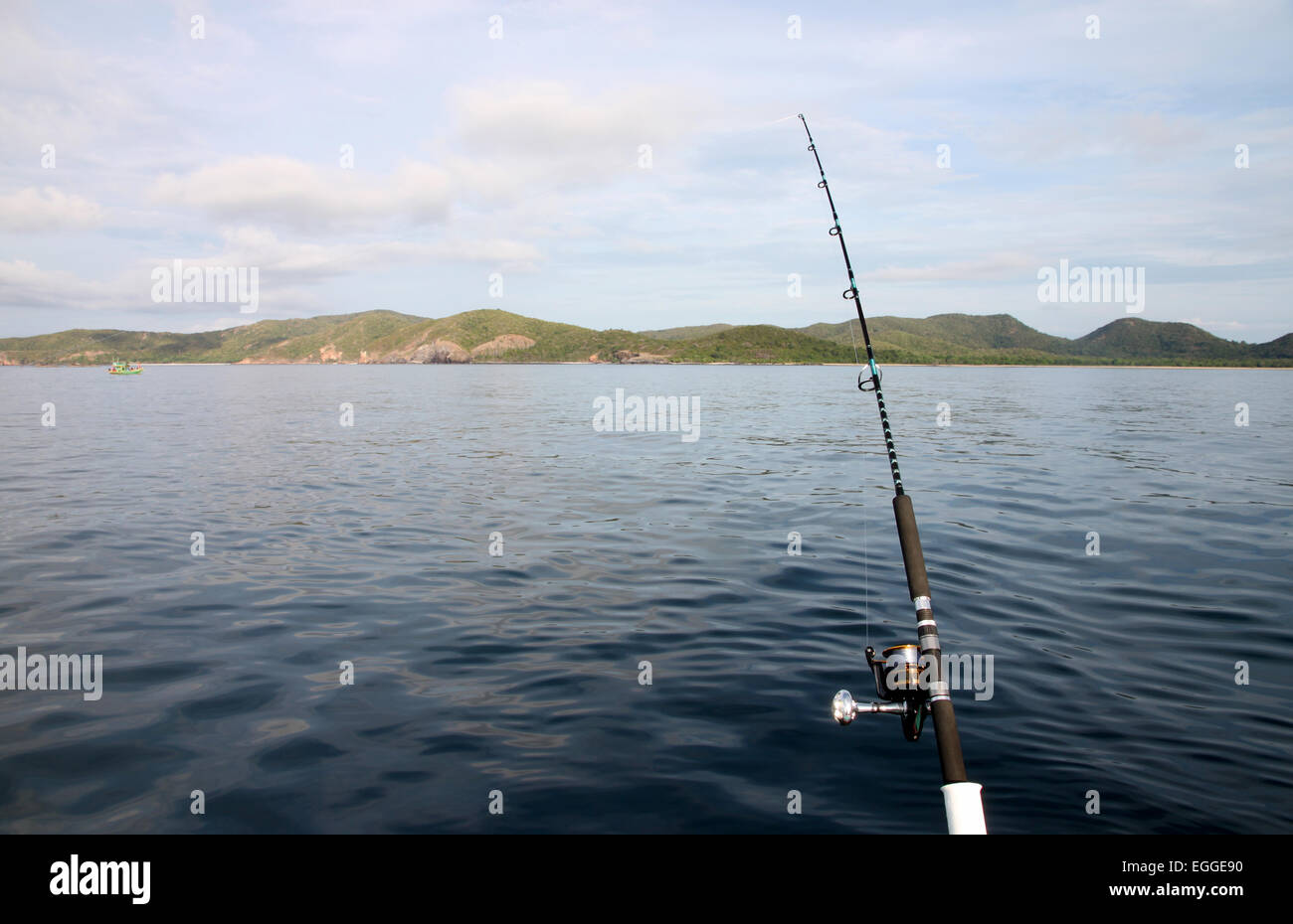 Fishing rod on a boat at the sea Stock Photo - Alamy