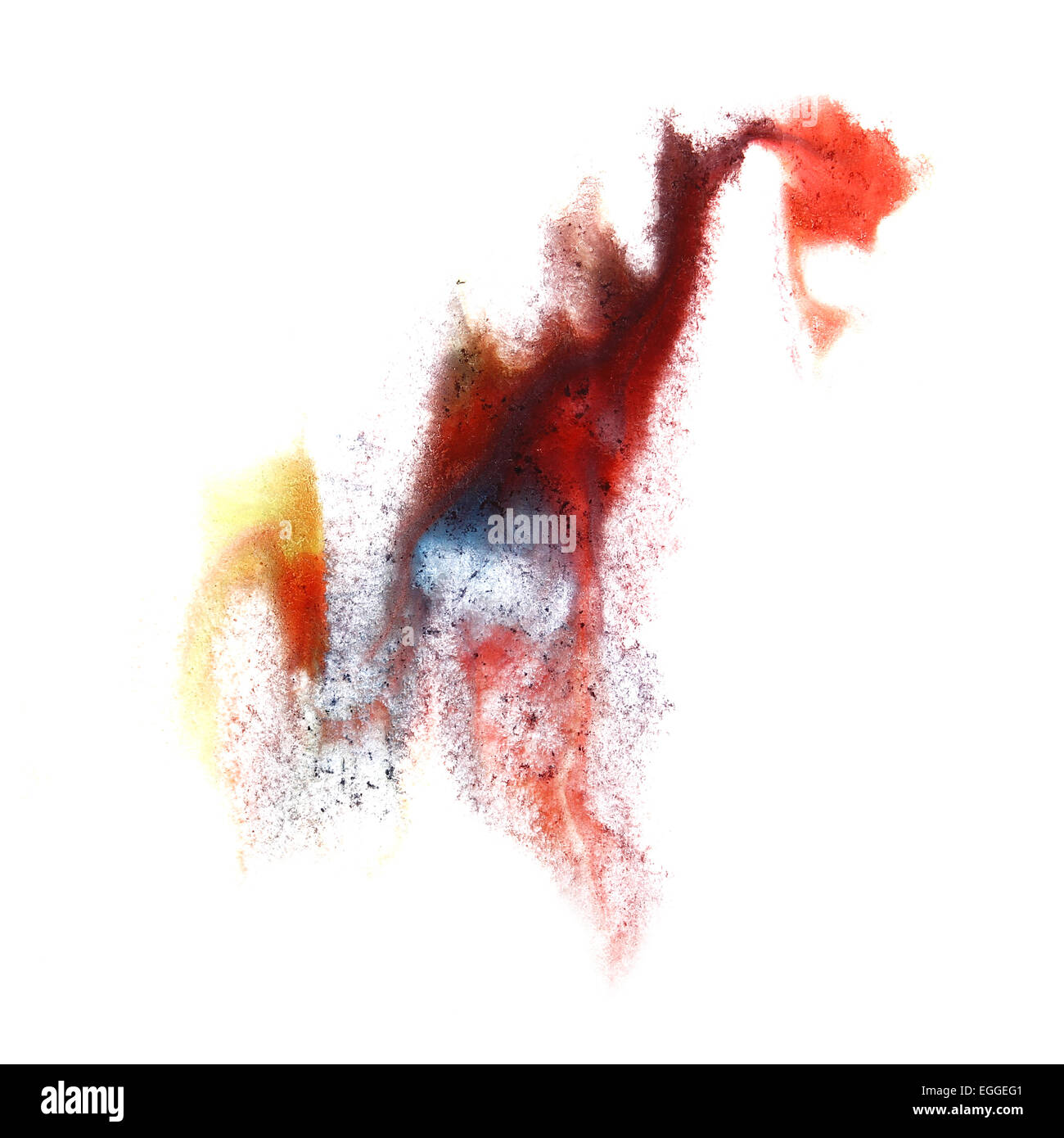 ink burgundy, blue, yellow blot splatter background isolated on Stock ...