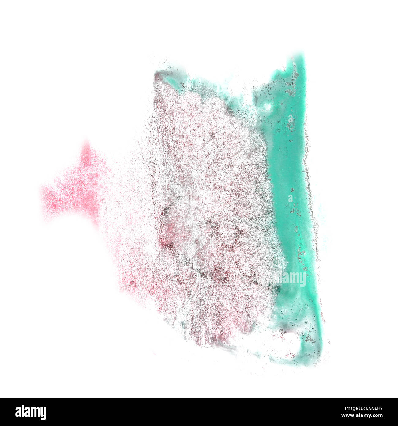 ink green, pink blot splatter background isolated on white hand Stock ...