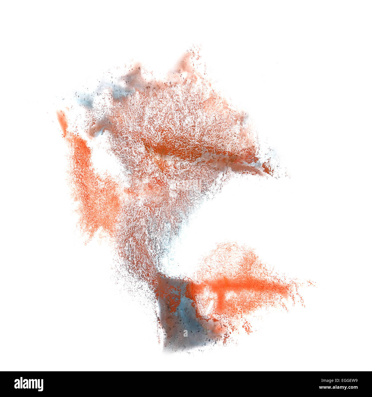 ink orange, blue blot splatter background isolated on white hand Stock ...