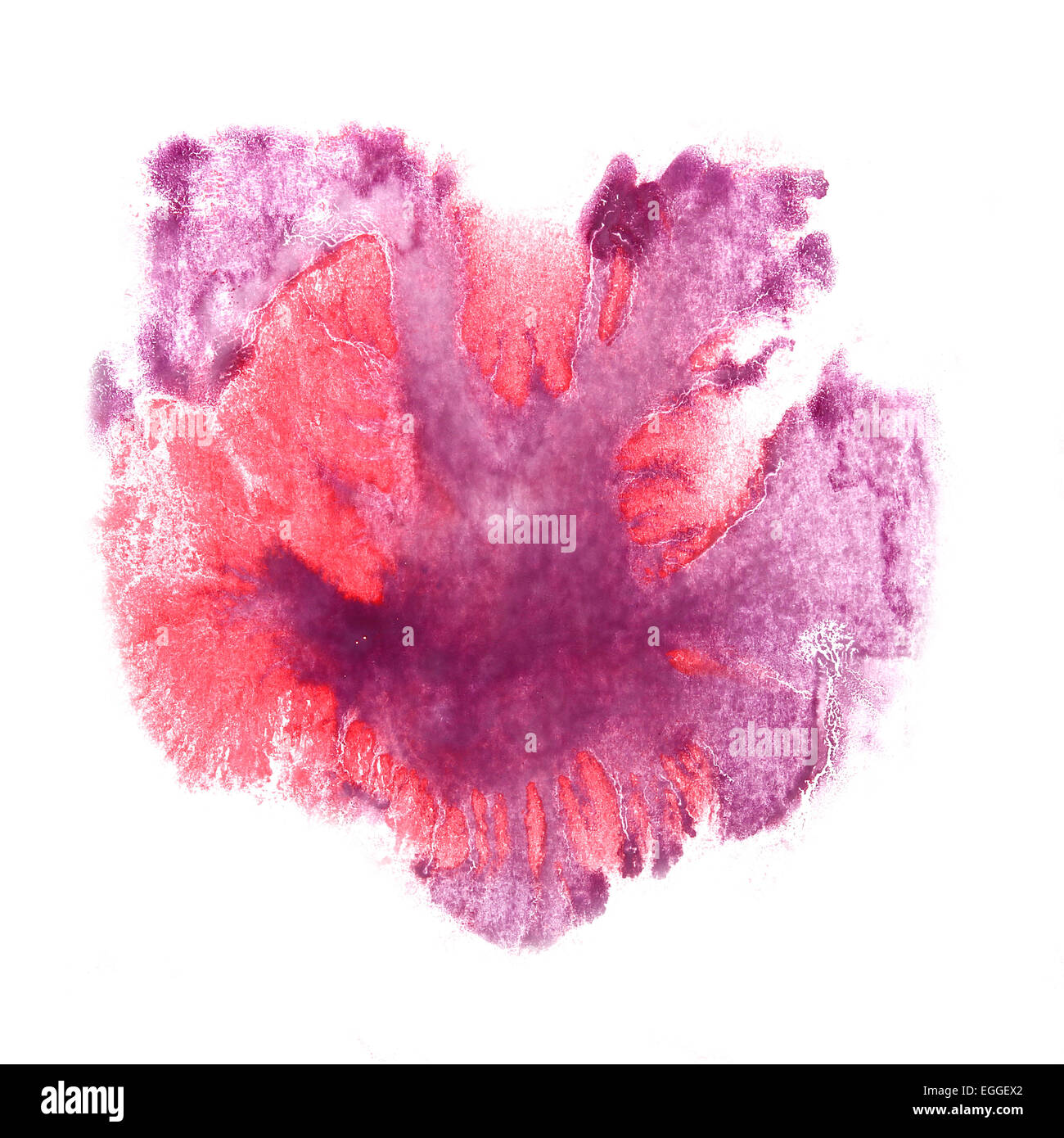 ink pink, purple blot splatter background isolated on white hand Stock ...