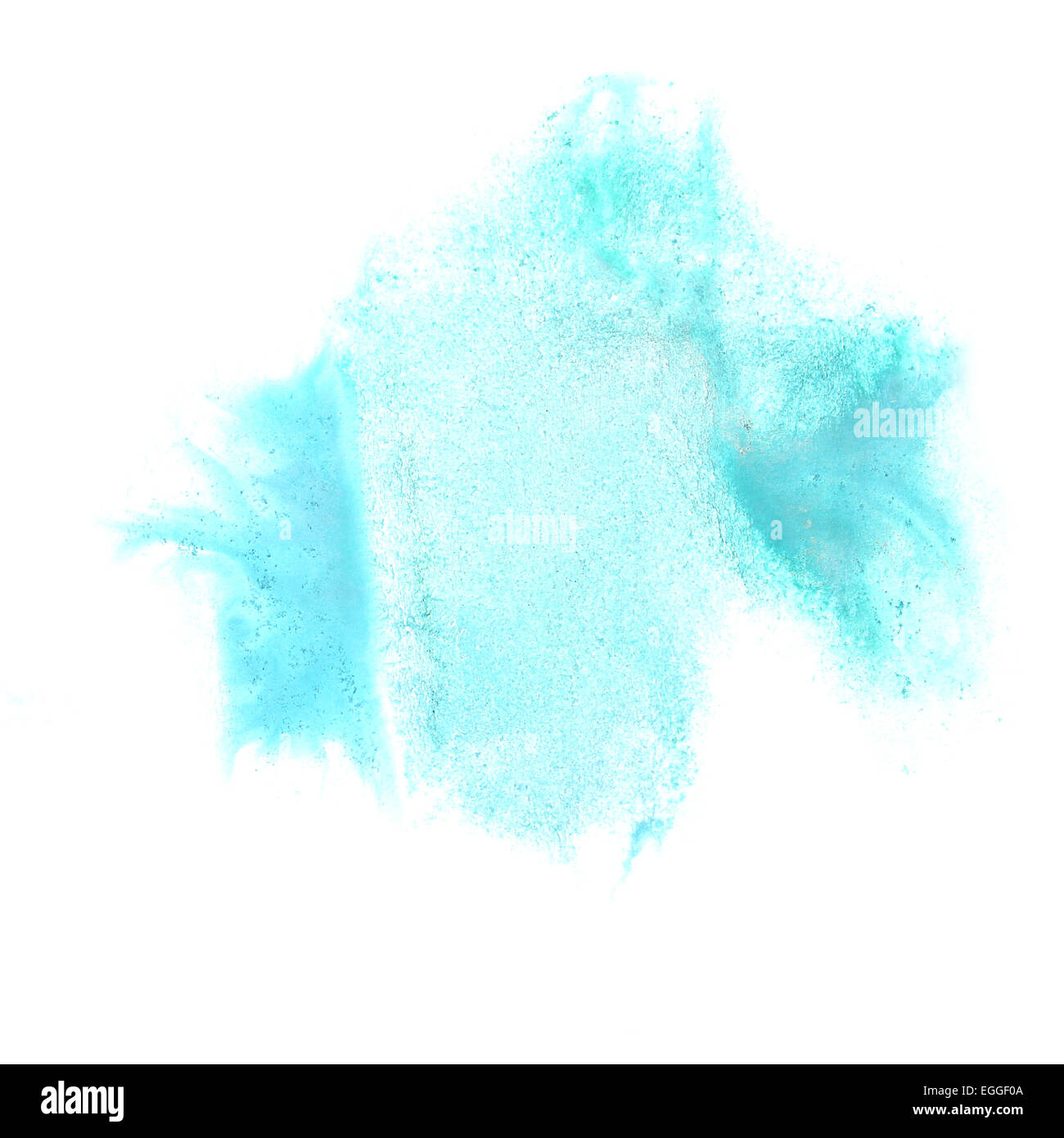 ink turquoise blot splatter background isolated on white hand pa Stock ...