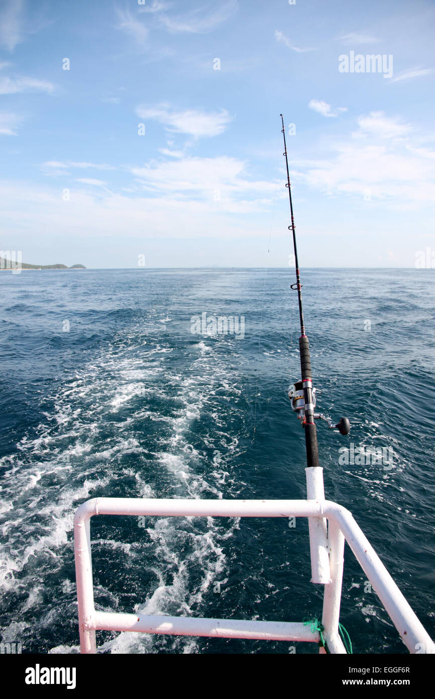 Fishing rod on a boat at the sea Stock Photo - Alamy