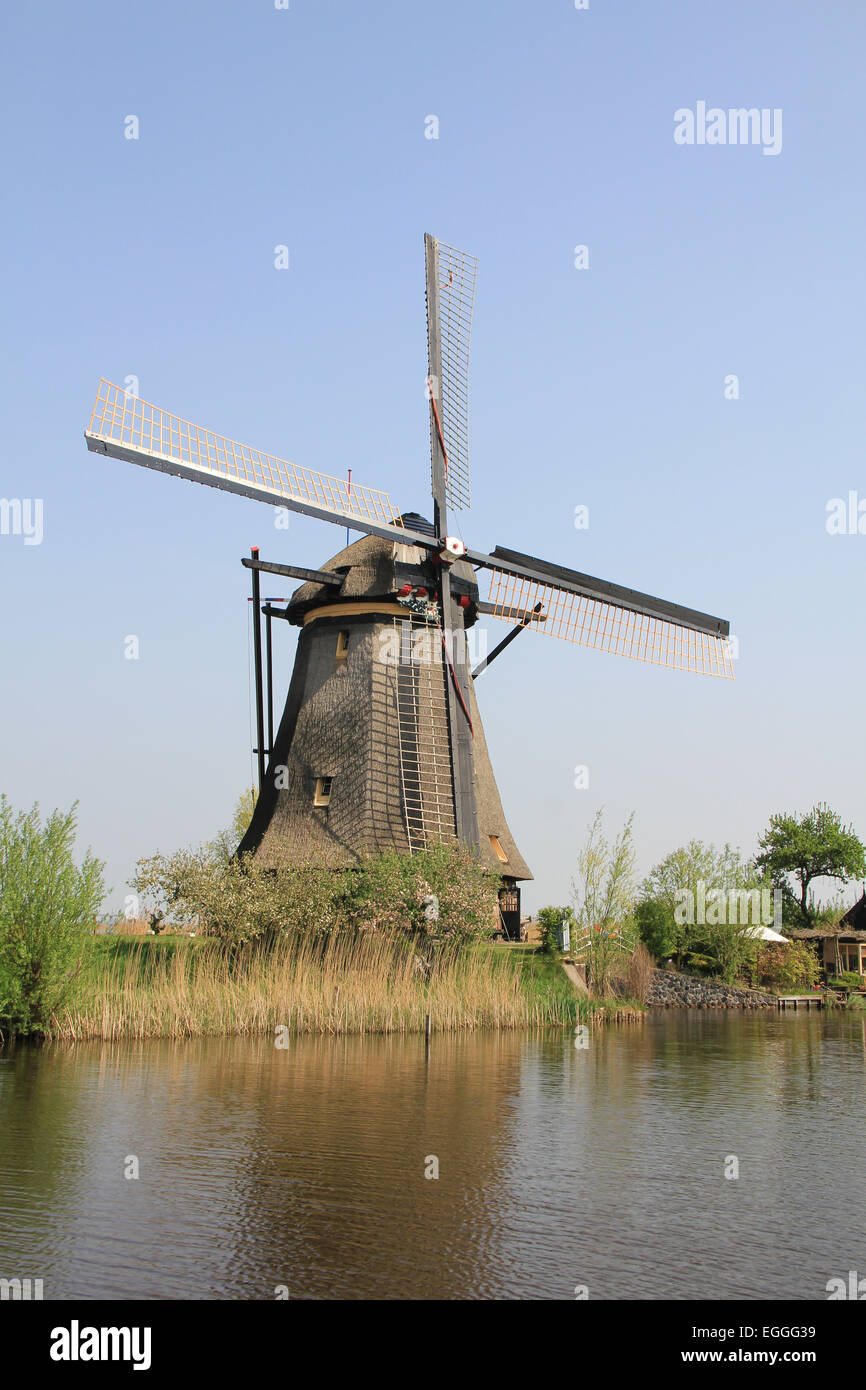 The Dutch windmill. Dutch countryside landscape with the windmill on ...