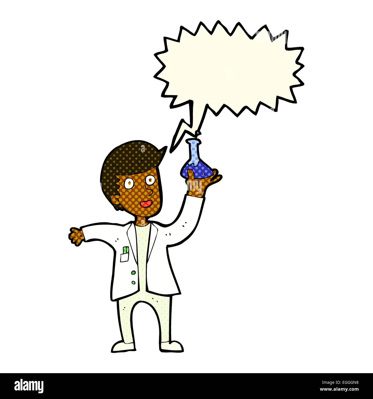 cartoon happy scientist with speech bubble Stock Vector Image & Art - Alamy