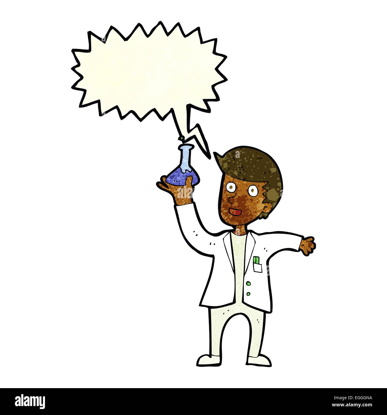 cartoon happy scientist with speech bubble Stock Vector Image & Art - Alamy