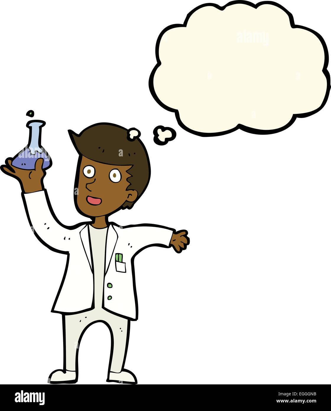 cartoon happy scientist with thought bubble Stock Vector Image & Art ...