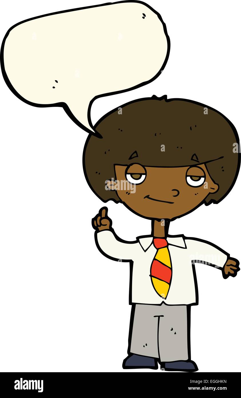 cartoon school boy answering question with speech bubble Stock Vector ...
