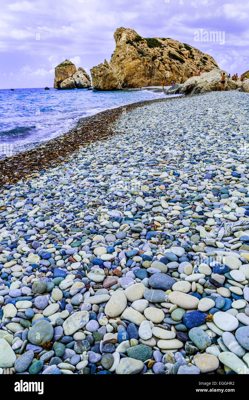 View of glorious Cyprus beach in summer - Cyprus colourful pebbles ...