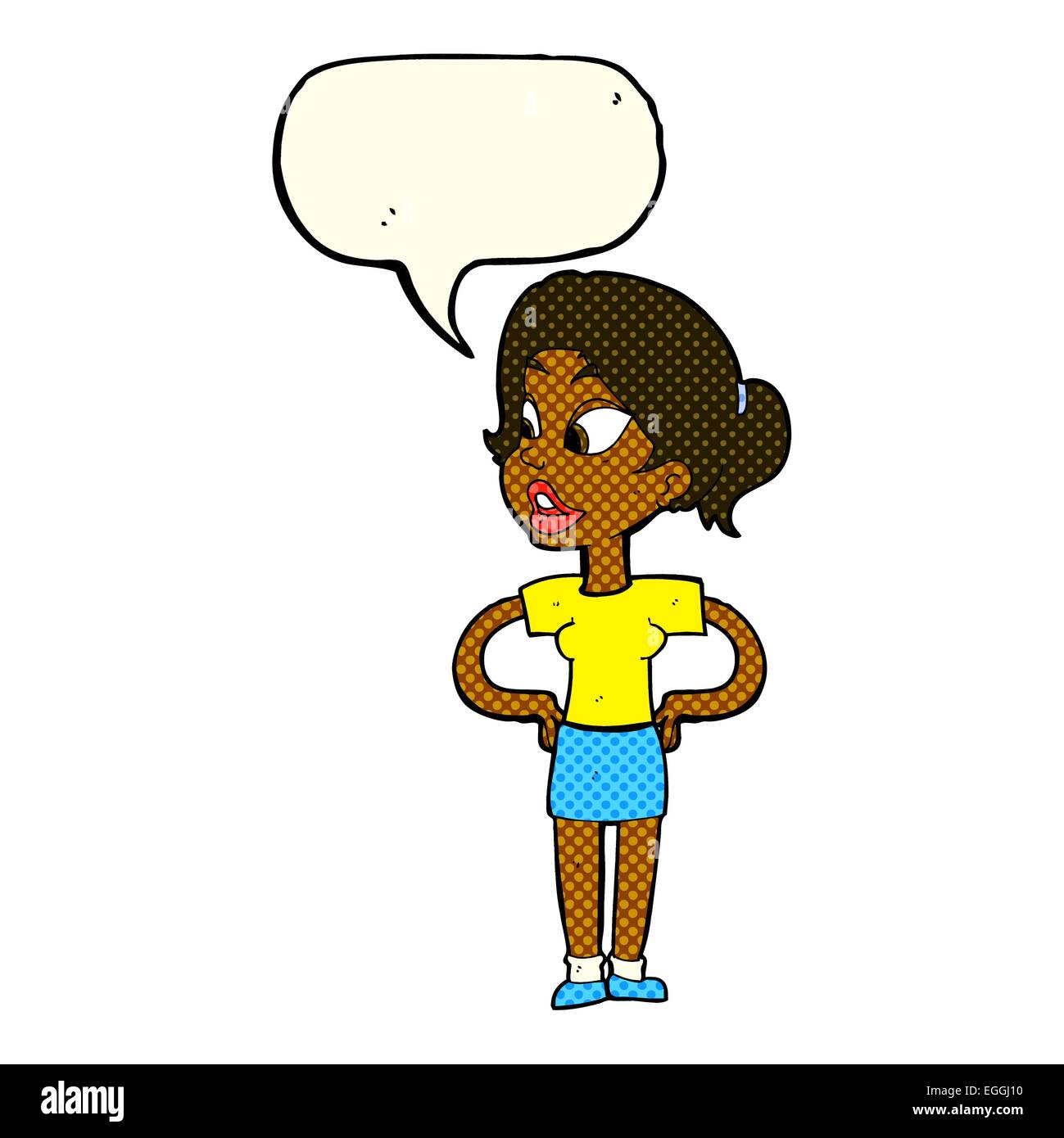cartoon woman with hands on hips with speech bubble Stock Vector Image ...