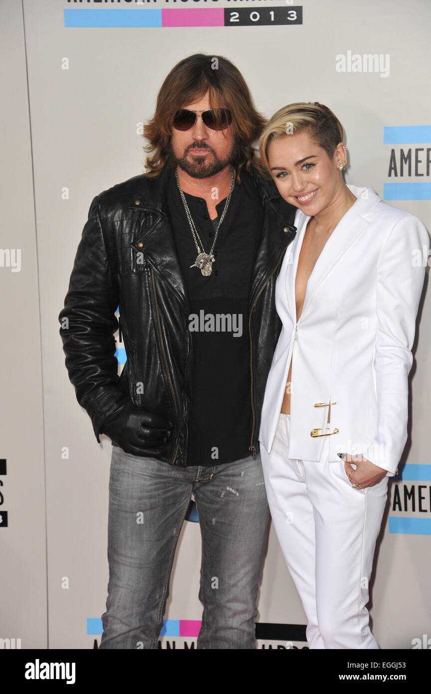 LOS ANGELES, CA - NOVEMBER 24, 2013: Miley Cyrus & father Billy Ray ...