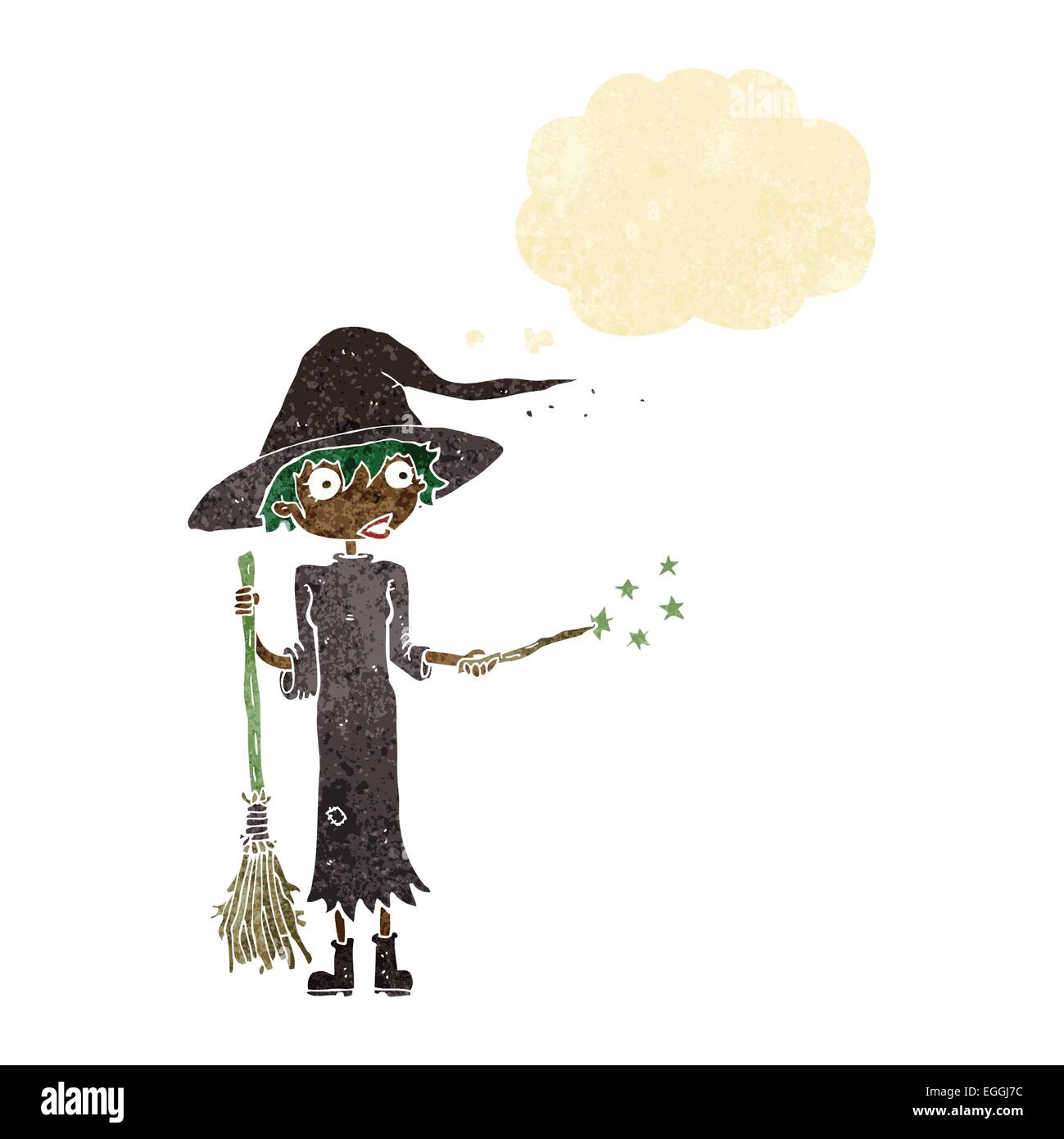 cartoon witch casting spell with thought bubble Stock Vector Image ...