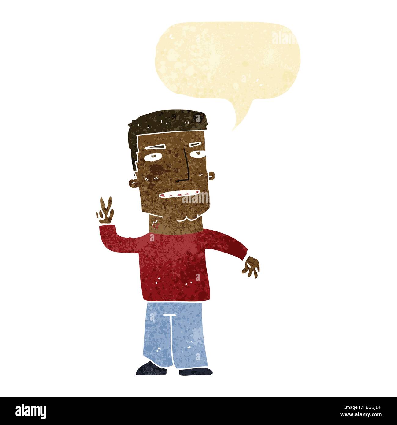 cartoon man giving peace sign with speech bubble Stock Vector Image ...