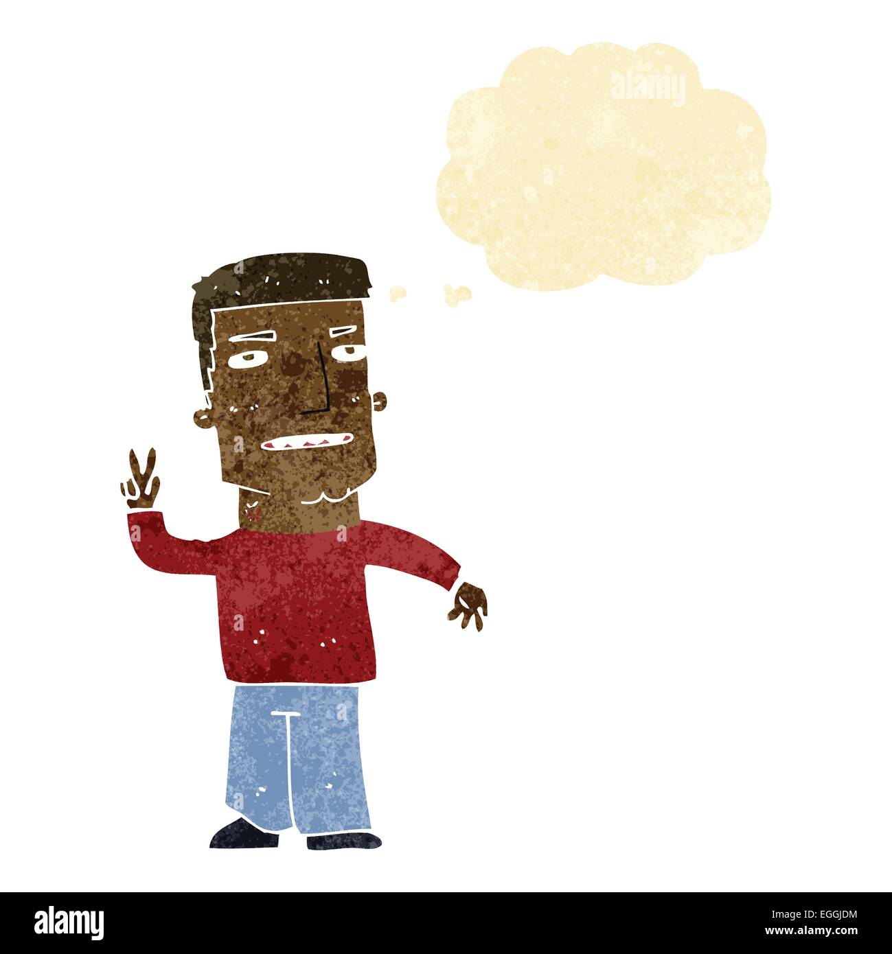 cartoon man giving peace sign with thought bubble Stock Vector Image ...