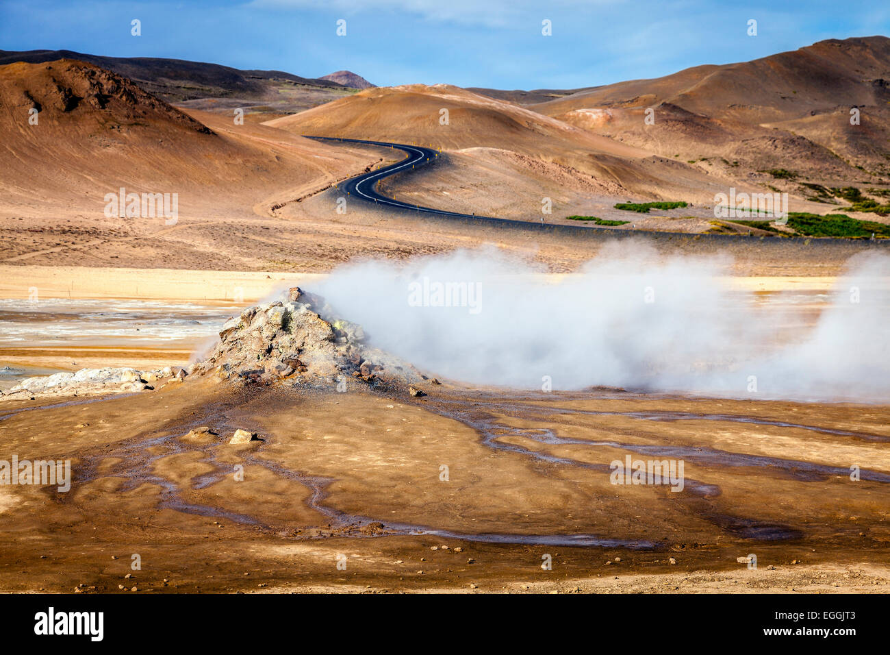 Steam vents in Hverir - geothermal field in Northern Iceland Stock ...