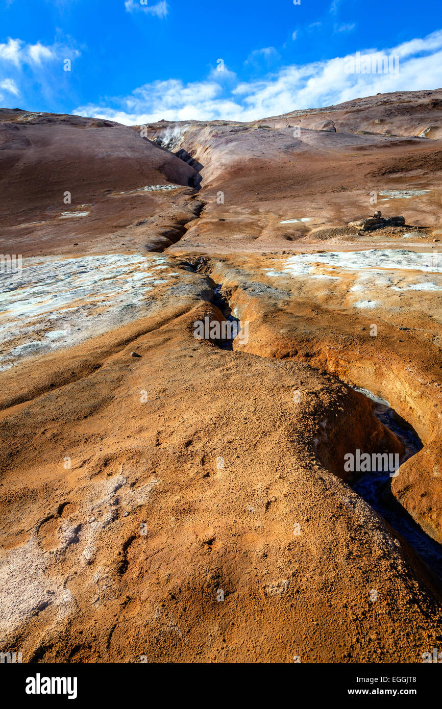 Fissure in the ground in Hverir - geothermal field in Northern Iceland ...