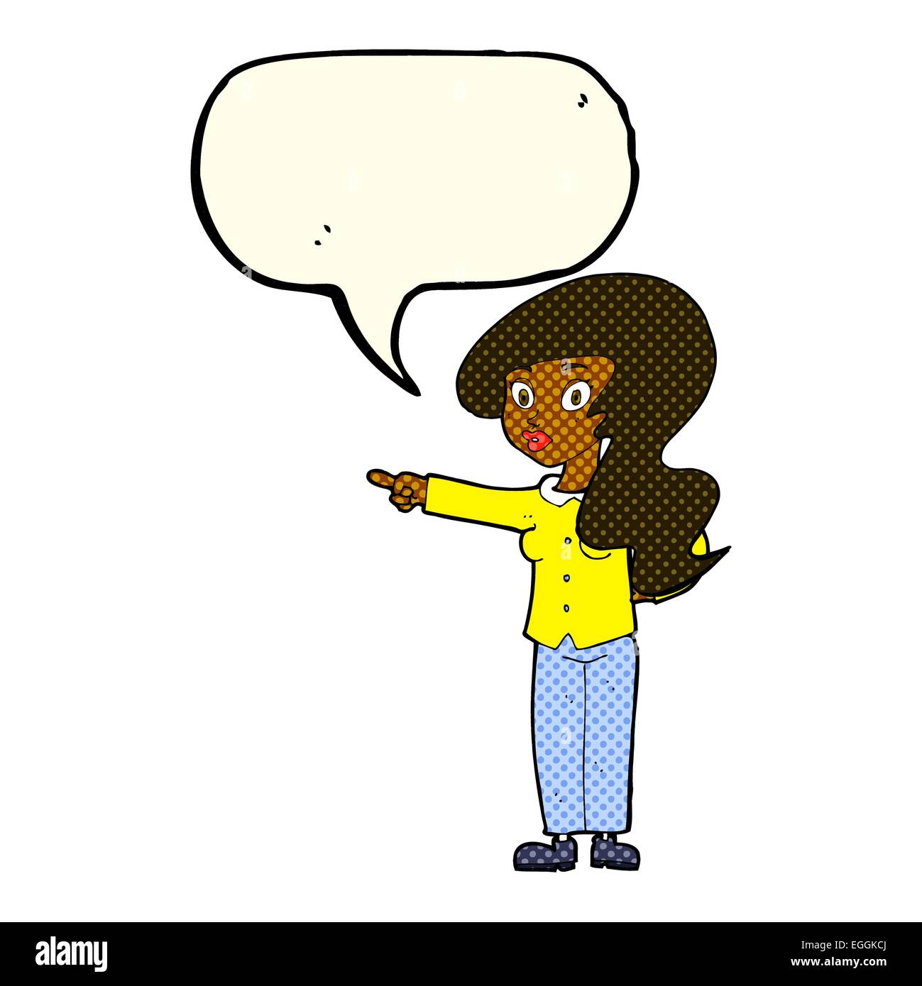 Cartoon Pretty Woman Pointing With Speech Bubble Stock Vector Image