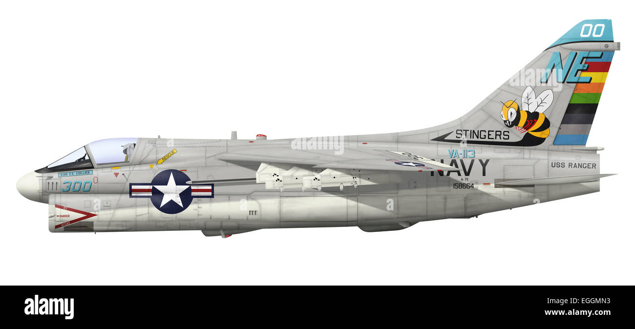 LTV A-7E Corsair II NE-300 assigned to VA-113. This aircraft entered ...
