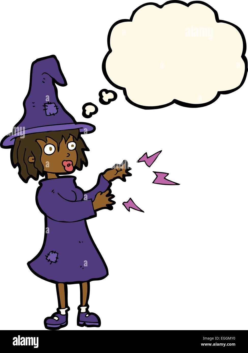 cartoon witch casting spell with thought bubble Stock Vector Image ...