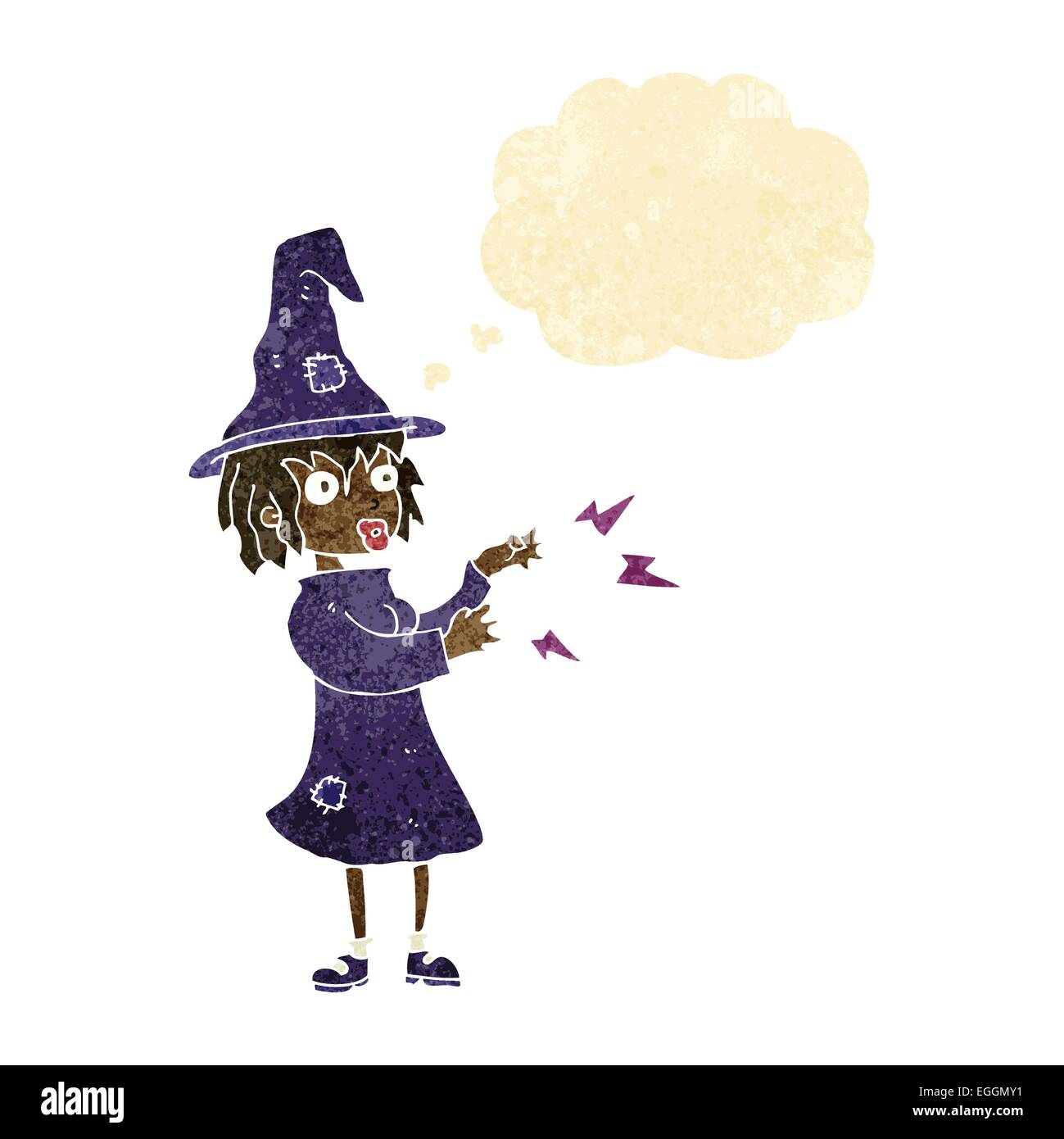 cartoon witch casting spell with thought bubble Stock Vector Image ...