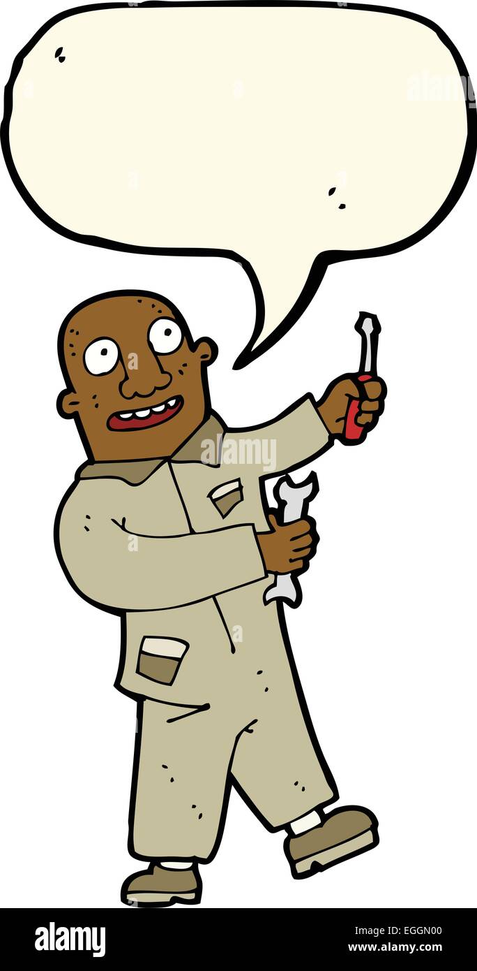 cartoon mechanic with speech bubble Stock Vector Image & Art - Alamy