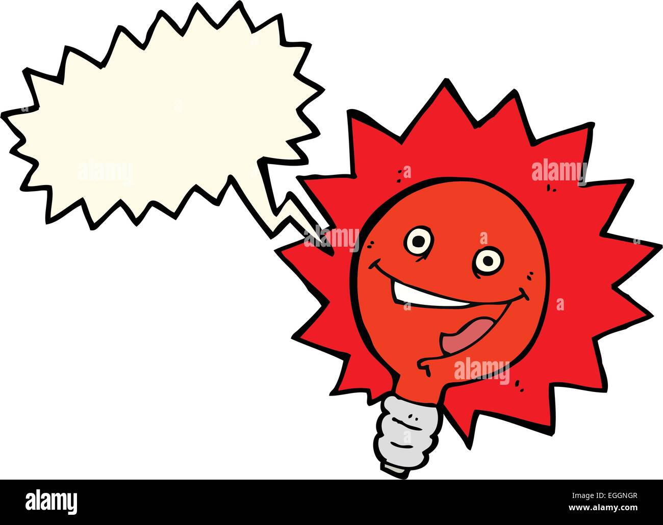 happy flashing red light bulb cartoon with speech bubble Stock Vector ...