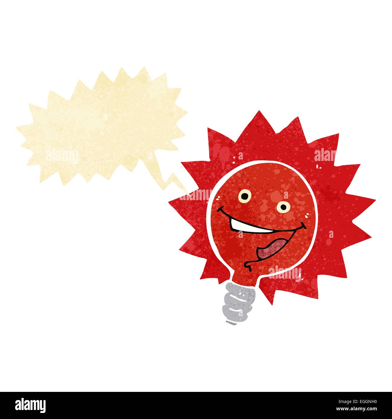 happy flashing red light bulb cartoon with speech bubble Stock Vector ...