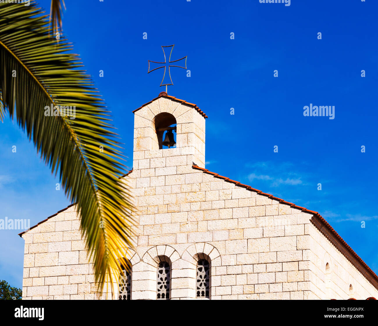 Church of Multiplication Facade in Tabgha, Israel Stock Photo - Alamy