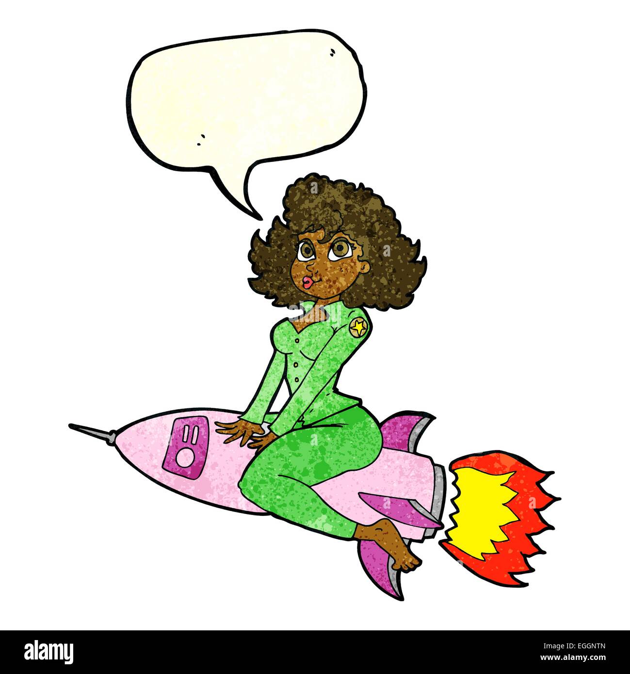 cartoon army pin up girl riding missile with speech bubble Stock Vector ...