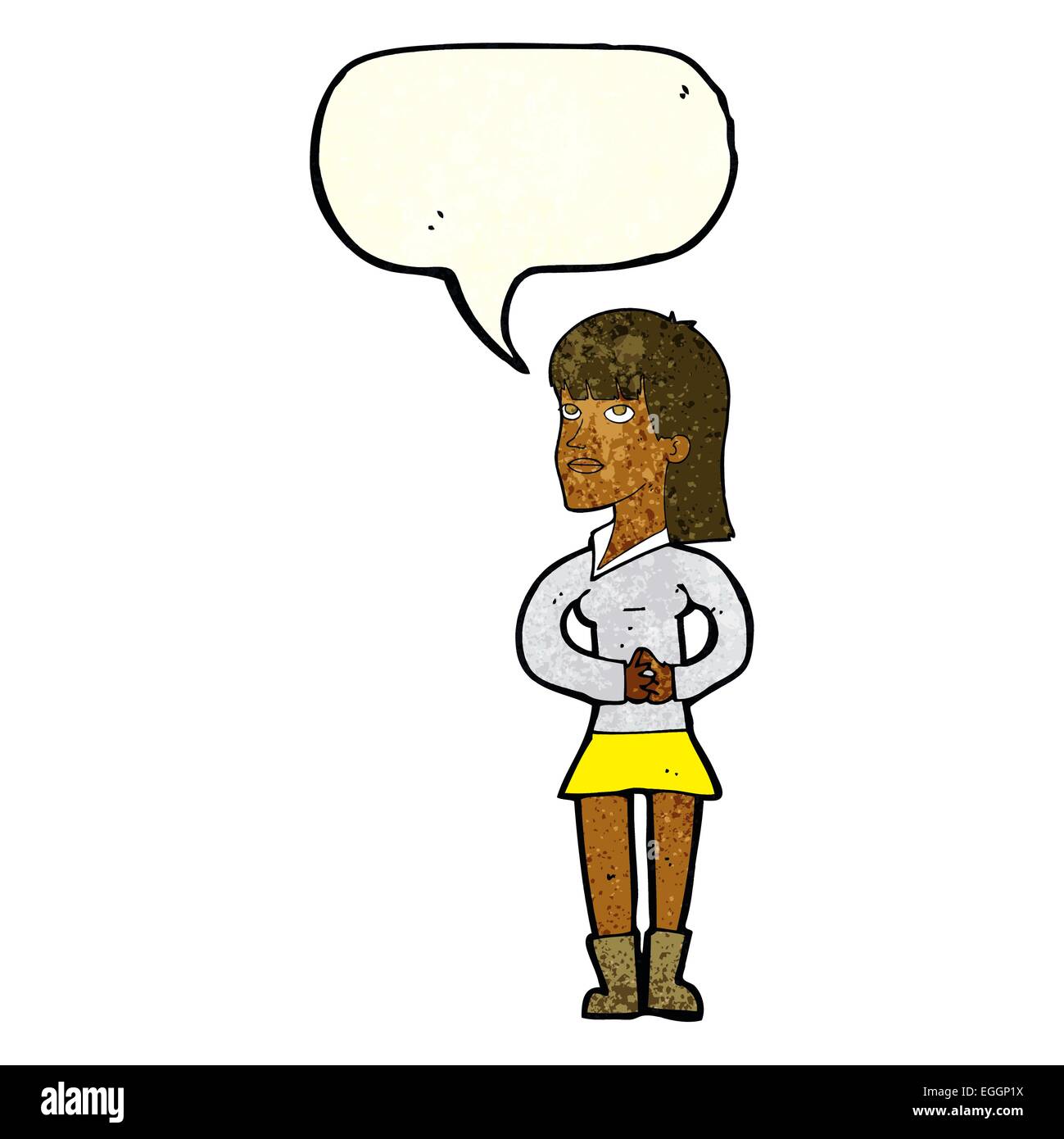 cartoon woman waiting with speech bubble Stock Vector Image & Art - Alamy