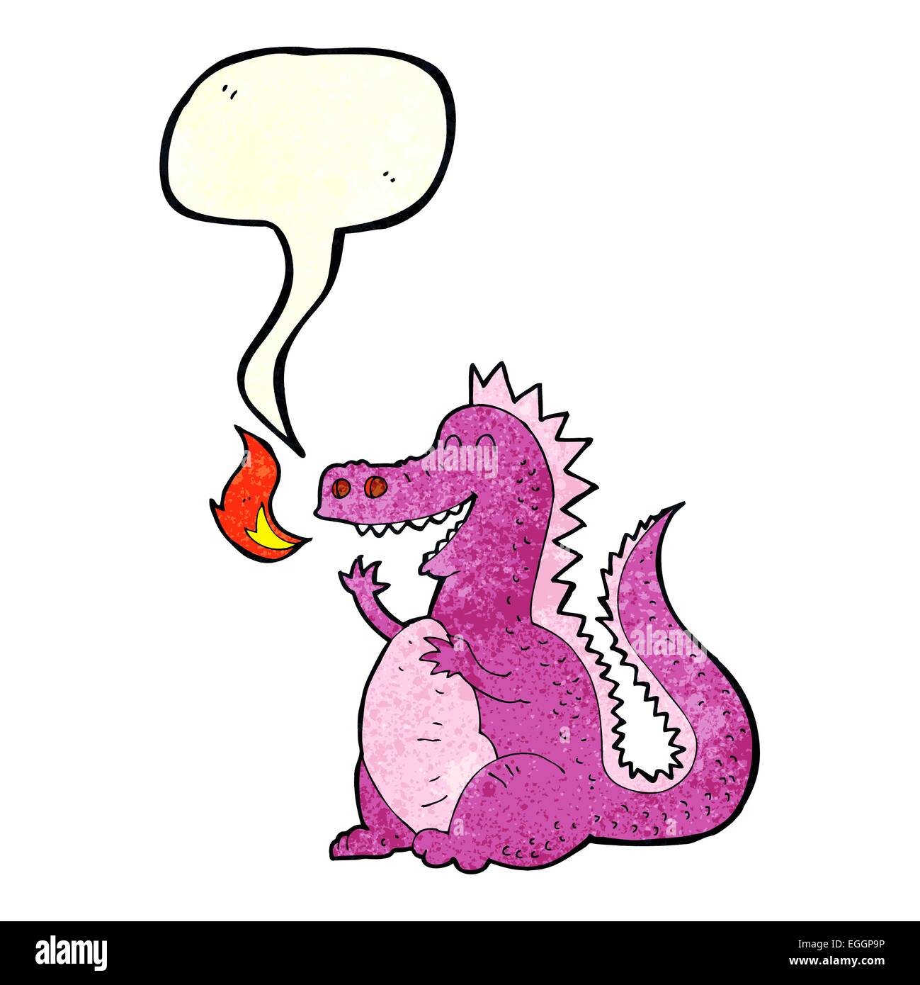cartoon fire breathing dragon with speech bubble Stock Vector Image ...