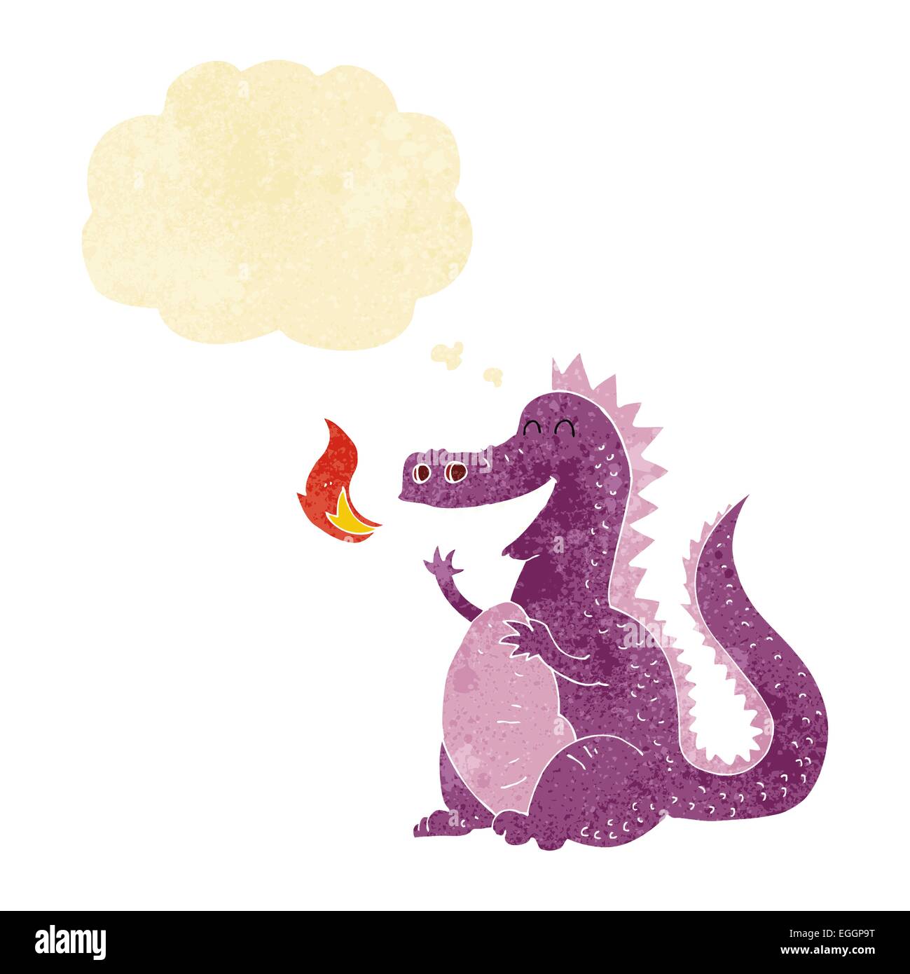 cartoon fire breathing dragon with thought bubble Stock Vector Image ...