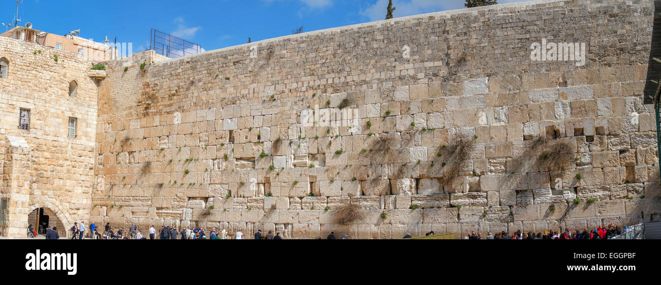 panorama - western wall of jewish temple, jerusalem Stock Photo - Alamy