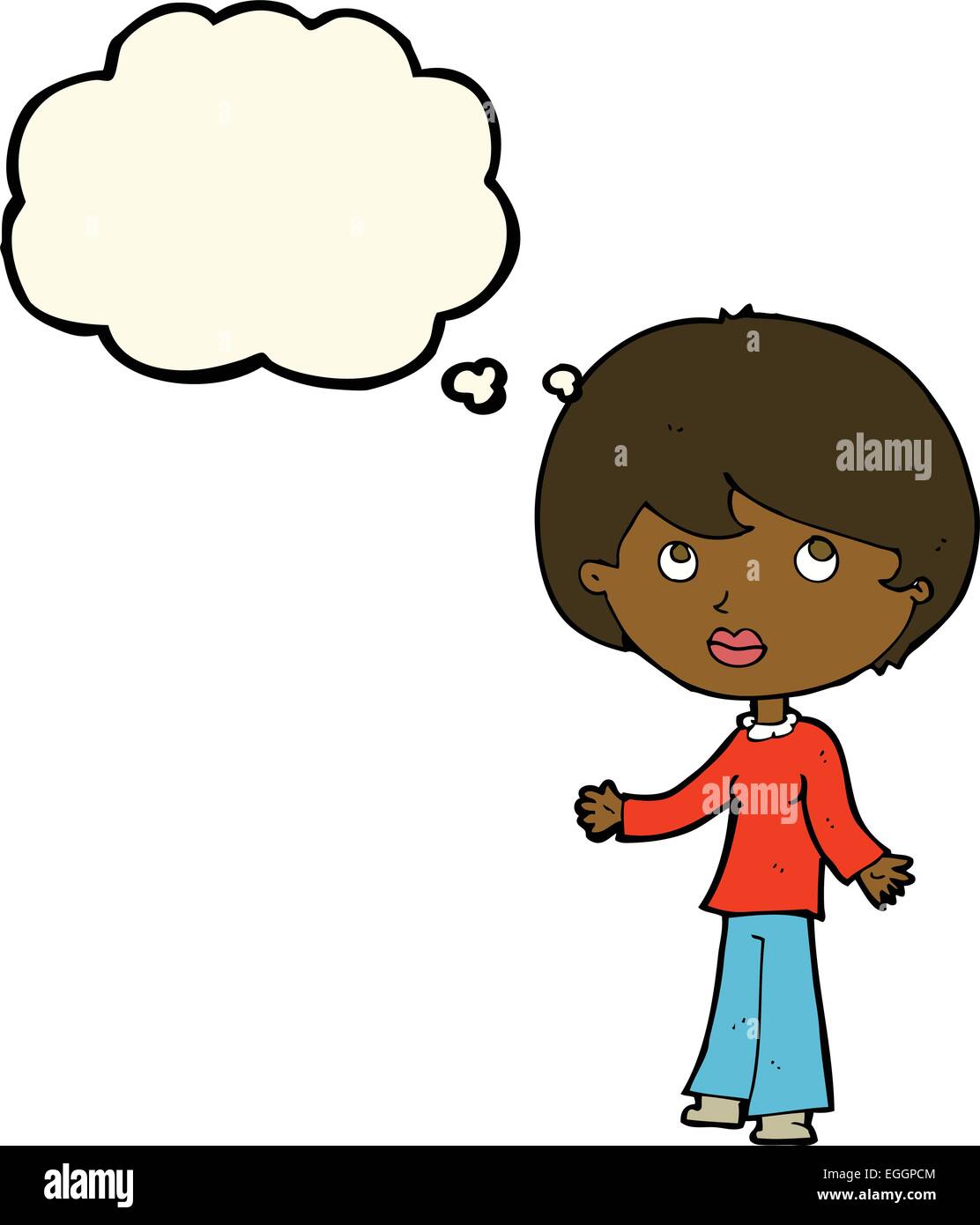 cartoon woman thinking with thought bubble Stock Vector Image & Art - Alamy