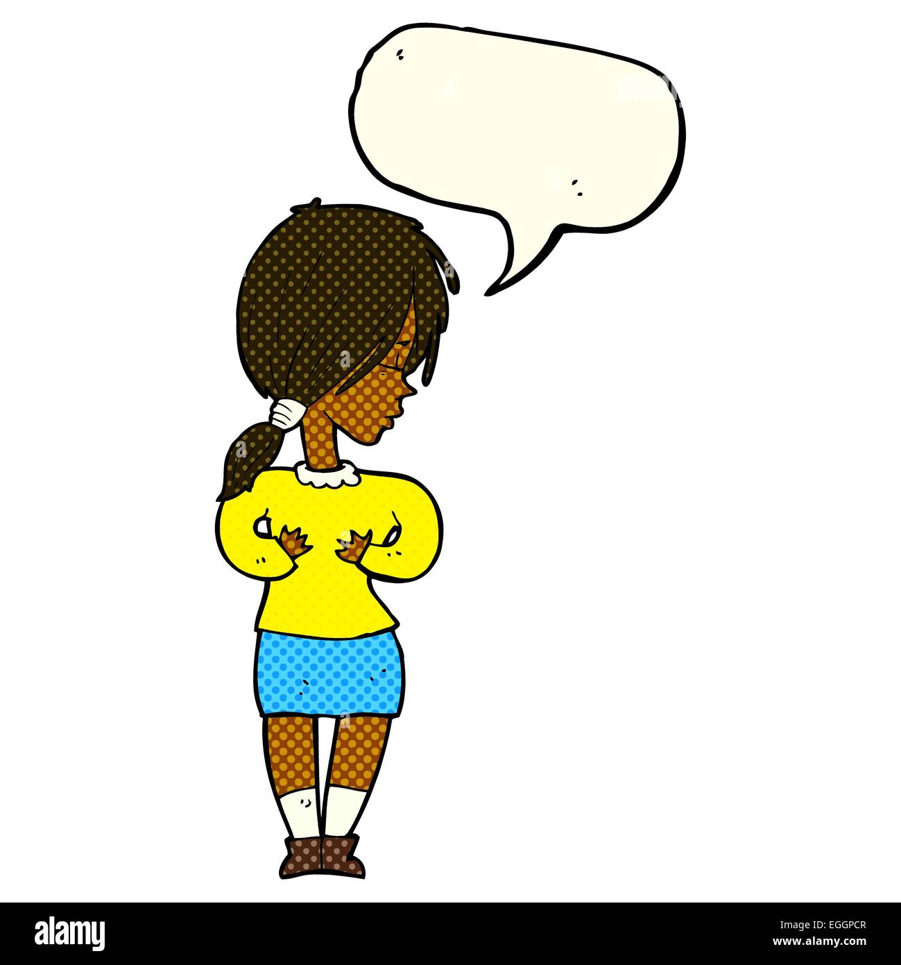 cartoon shy woman with speech bubble Stock Vector Image & Art - Alamy
