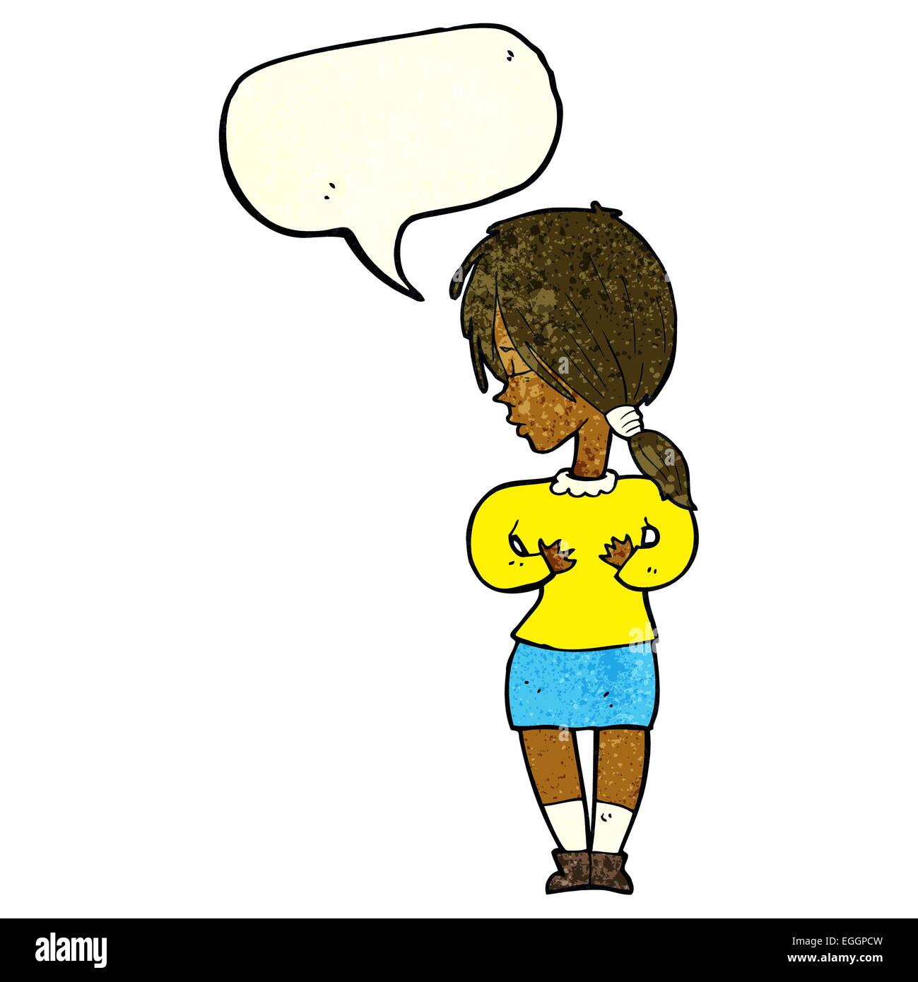 cartoon shy woman with speech bubble Stock Vector Image & Art - Alamy