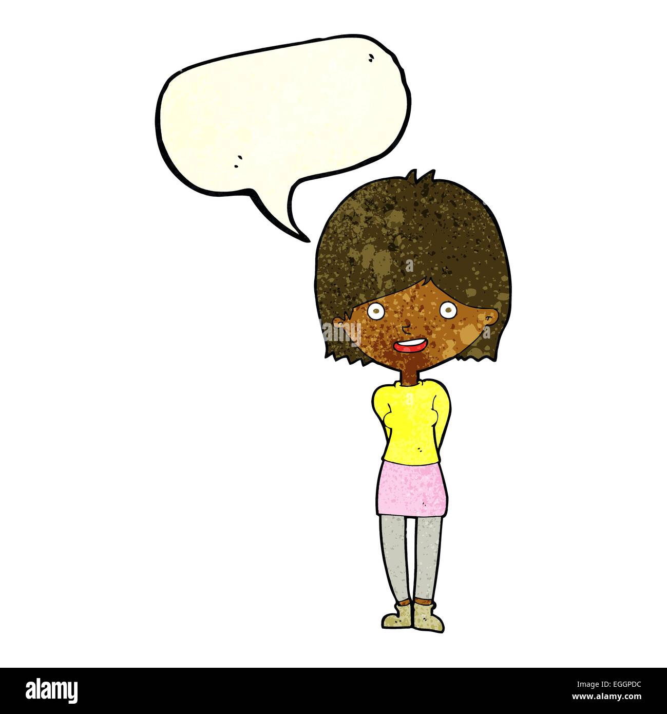 cartoon friendly woman with speech bubble Stock Vector Image & Art - Alamy