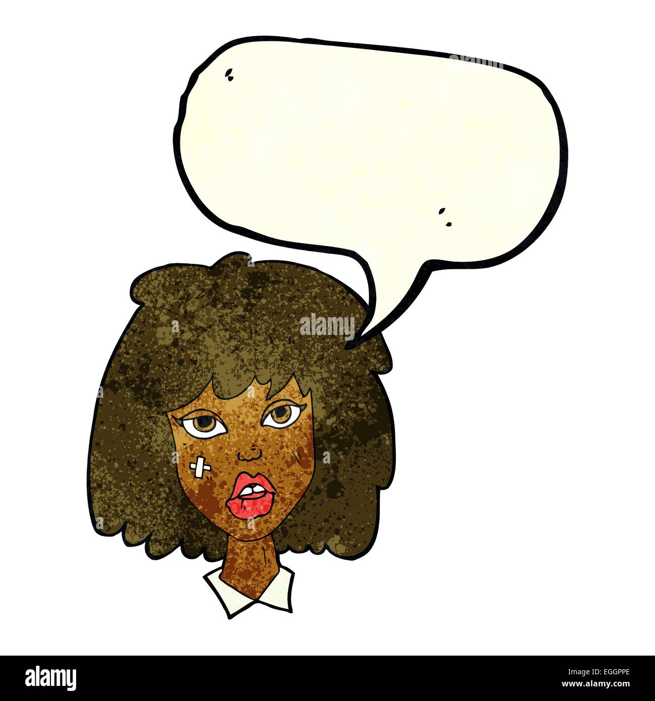 cartoon woman with bruised face with speech bubble Stock Vector Image ...