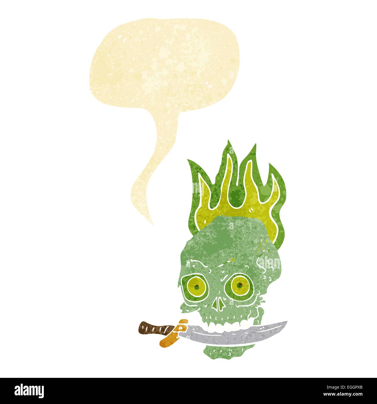 cartoon pirate skull with knife in teeth with speech bubble Stock ...