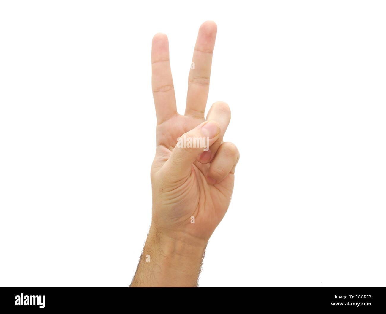 Hand showing two fingers. Number two gesture isolated on white ...
