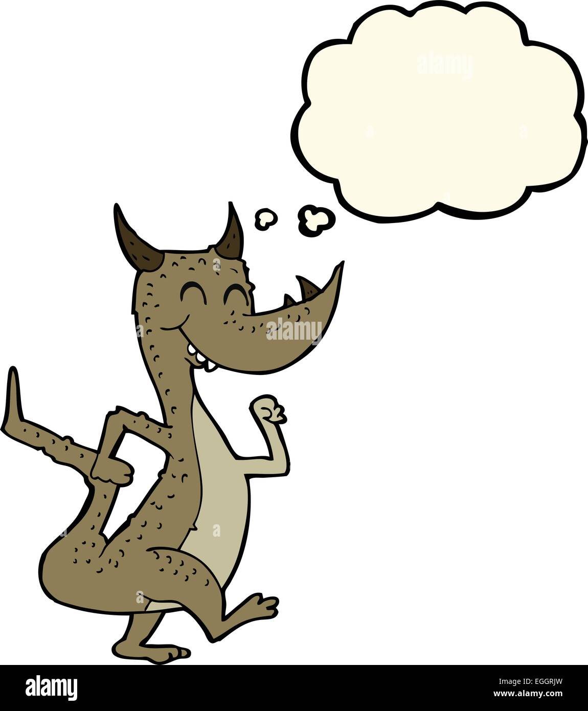 cartoon happy dragon with thought bubble Stock Vector Image & Art - Alamy