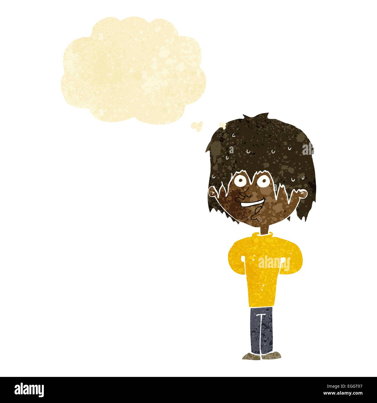 cartoon happy scruffy boy with thought bubble Stock Vector Image & Art ...