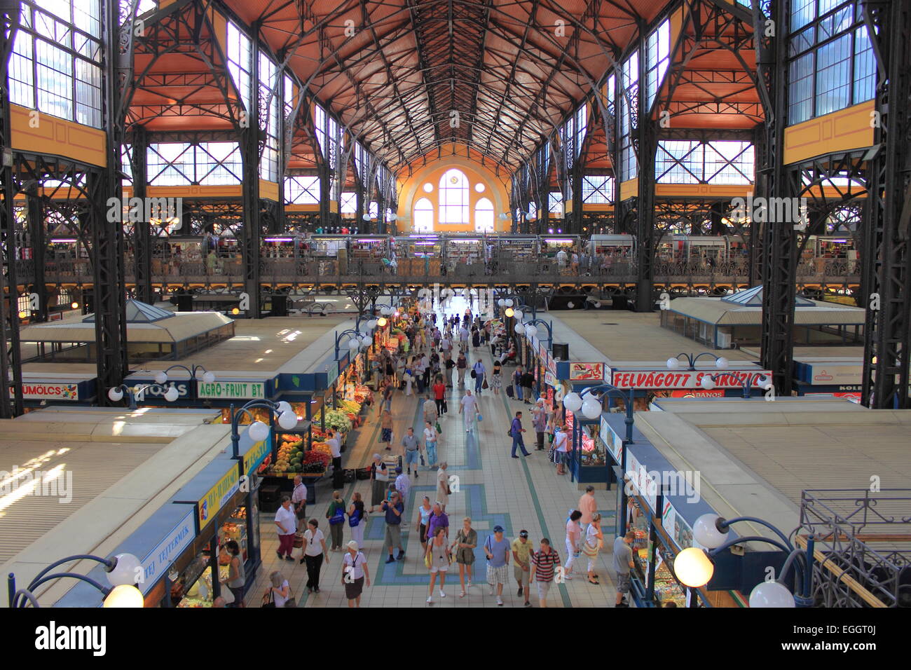 BUDAPEST - JULY 02 : People visit and go shopping in the Great Market ...