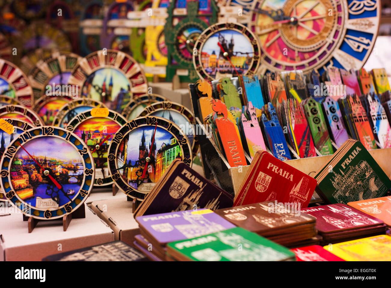 Tourist trinkets for sale at a market in Prague's Old Town Stock Photo ...