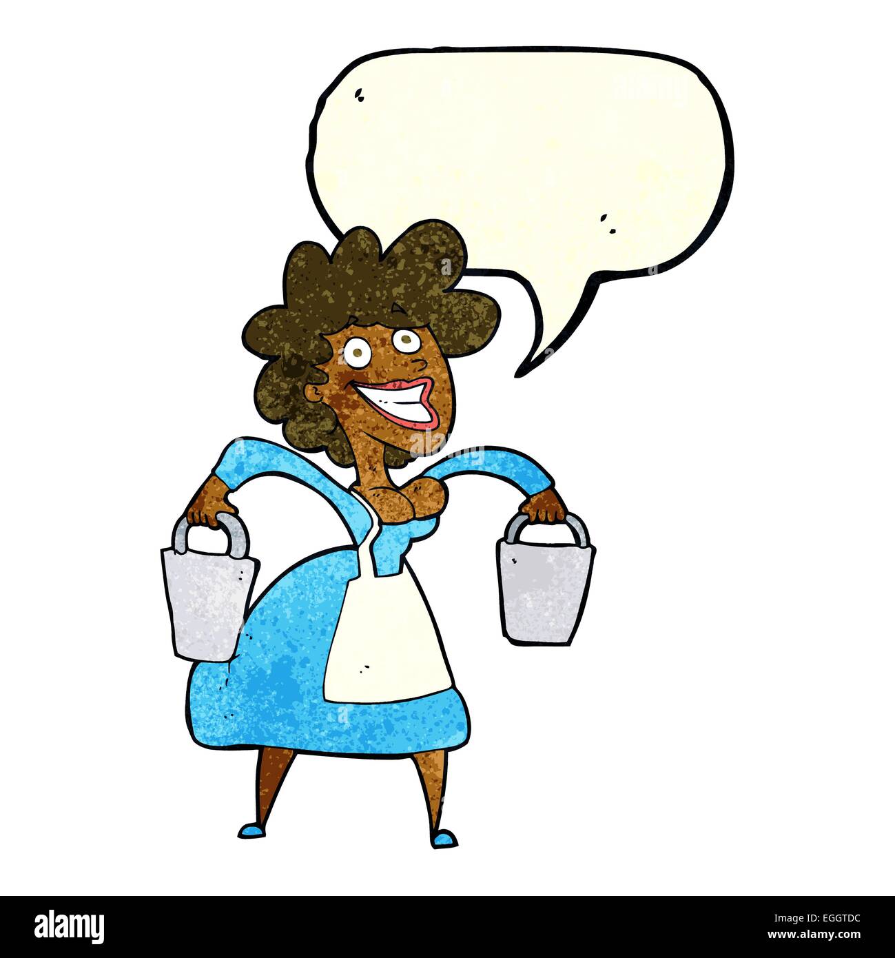 cartoon milkmaid carrying buckets with speech bubble Stock Vector Image ...