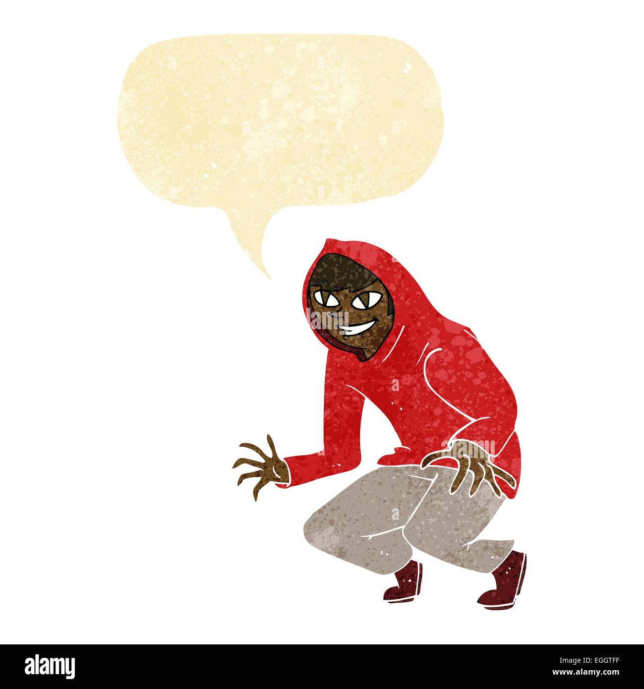 cartoon mischievous boy in hooded top with speech bubble Stock Vector ...