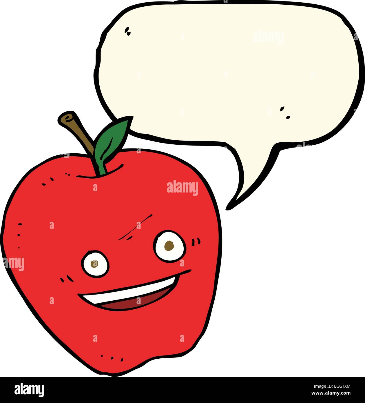 cartoon happy apple with speech bubble Stock Vector Image & Art - Alamy